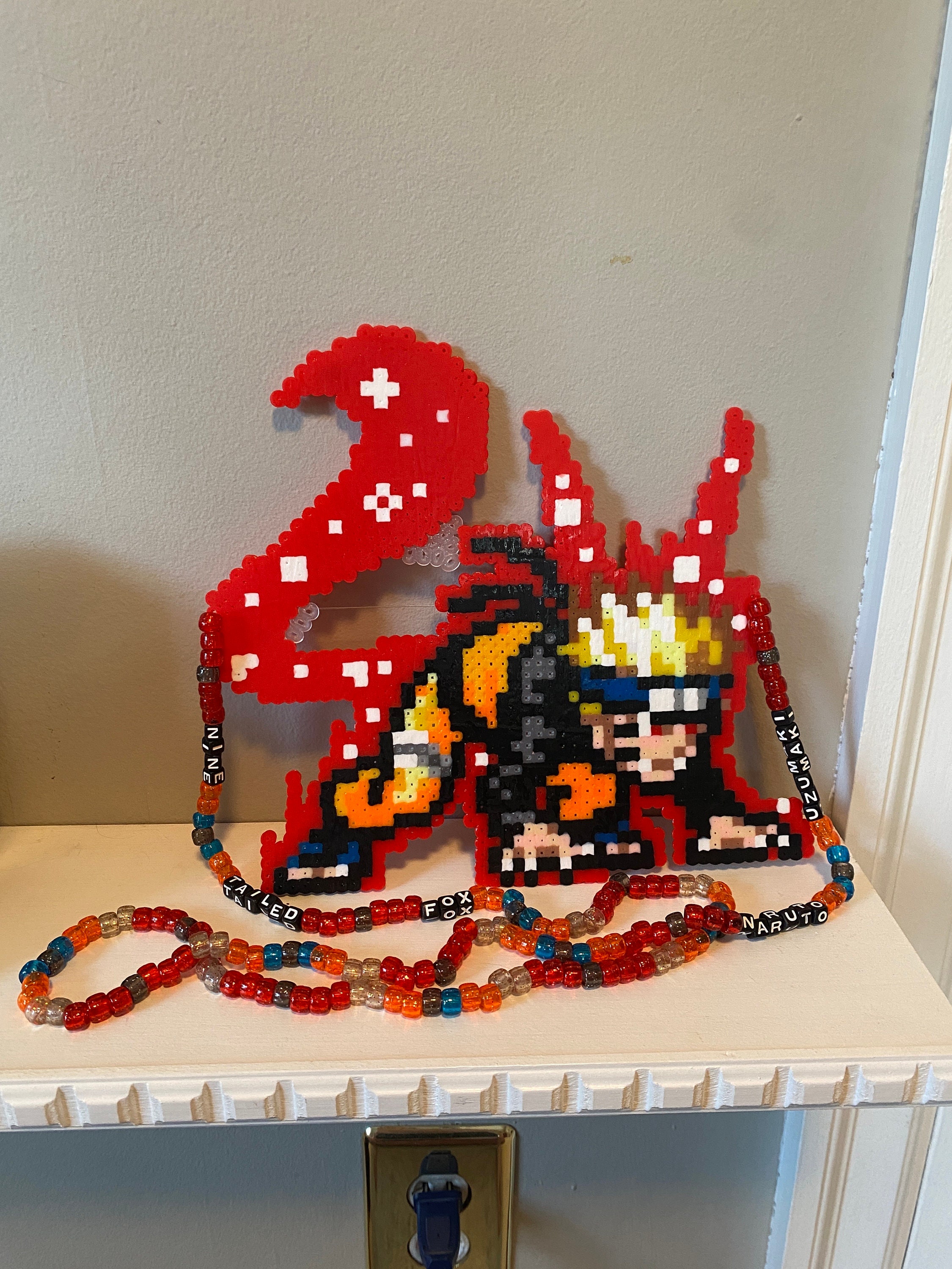 Naruto Uzumaki Nine Tailed Fox Perler Bead Rave Necklace - Etsy