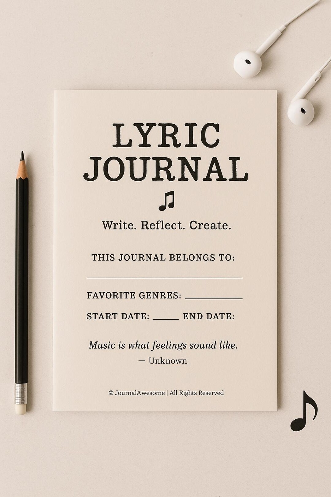 Printable Lyric Journal | Vintage Typewriter Songwriting Notebook (A4 ...
