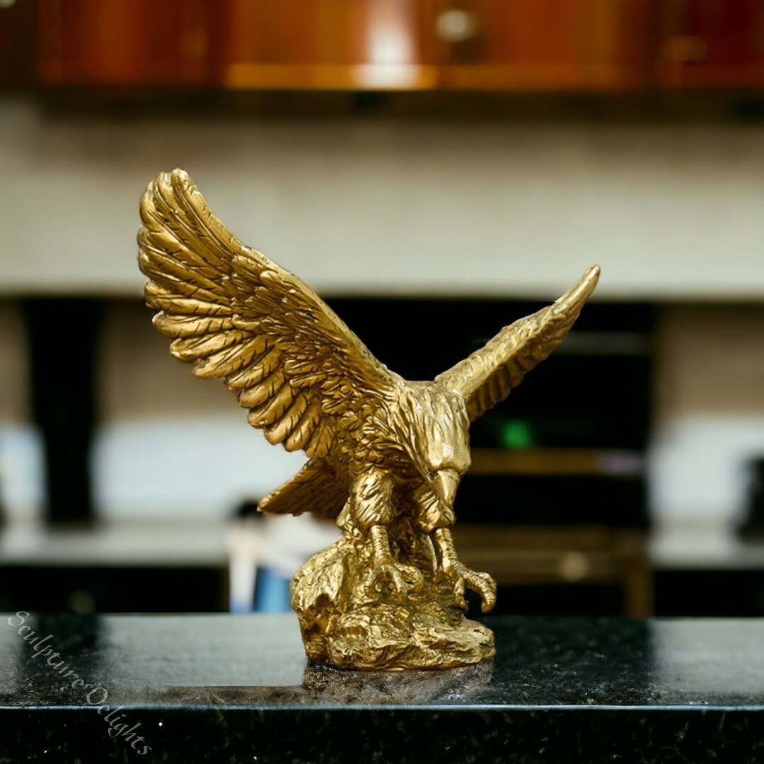 Gold Eagle Statue, Gold Eagle Sculpture, Vintage Gold Bird Ornament ...