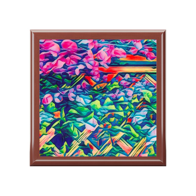 Blue Floral Wood Jewelry Box Luxury Gift Idea Custom Design Travel Box ...