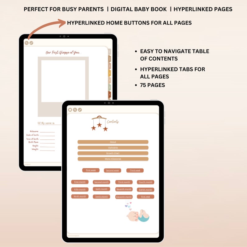 BOHO Digital Baby Book Journal, Baby First Year, Baby Memory Journal ...