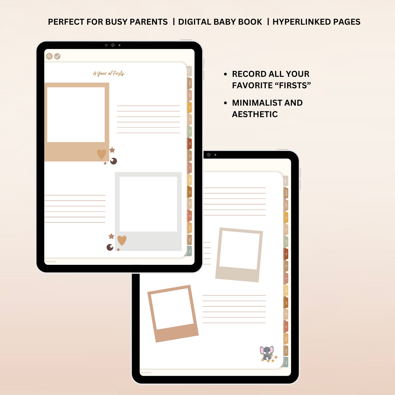 BOHO Digital Baby Book Journal, Baby First Year, Baby Memory Journal ...