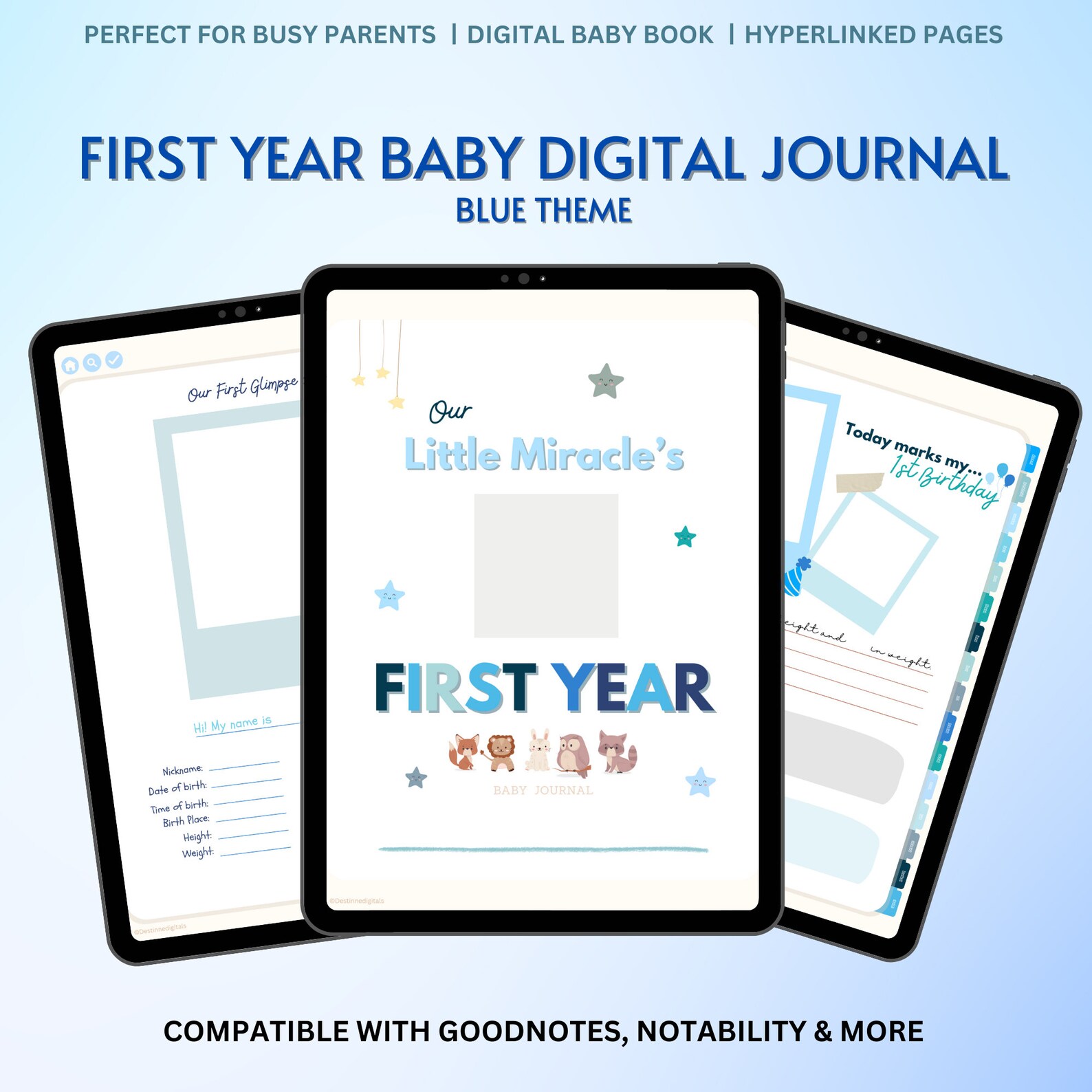 Baby Boy Digital Baby Book Journal, Baby First Year, Baby Memory ...