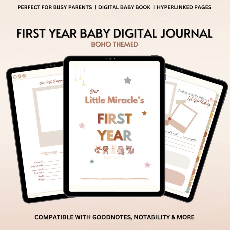 BOHO Digital Baby Book Journal, Baby First Year, Baby Memory Journal ...