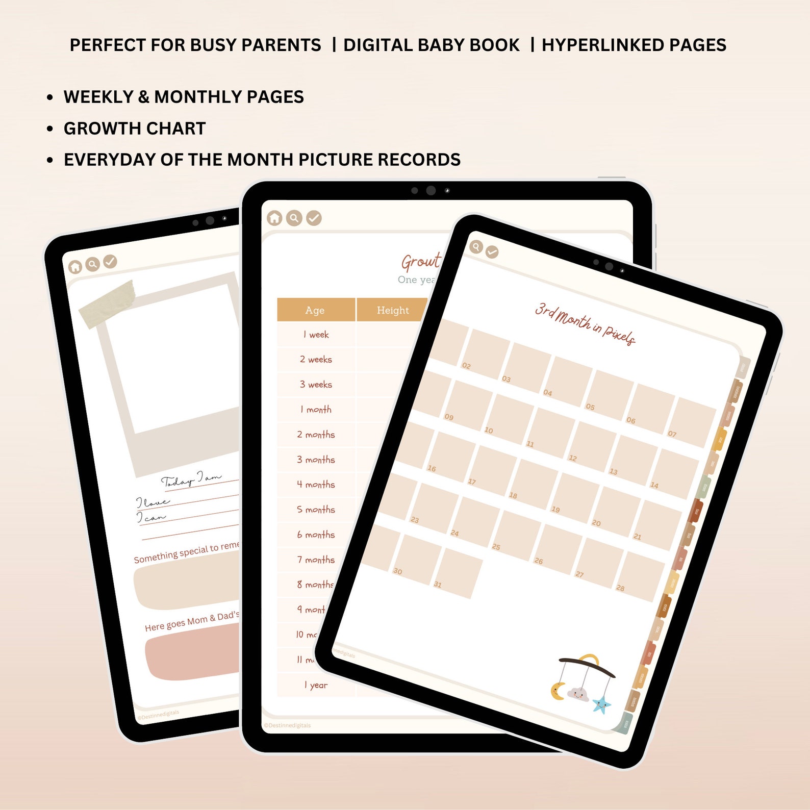 BOHO Digital Baby Book Journal, Baby First Year, Baby Memory Journal ...