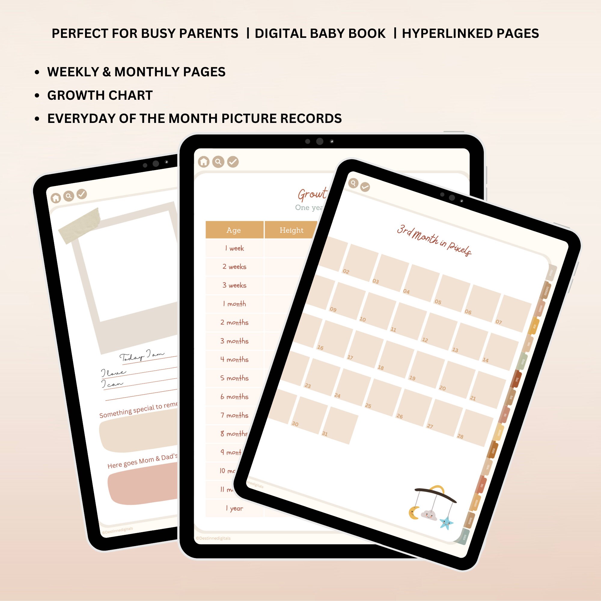 BOHO Digital Baby Book Journal, Baby First Year, Baby Memory Journal ...