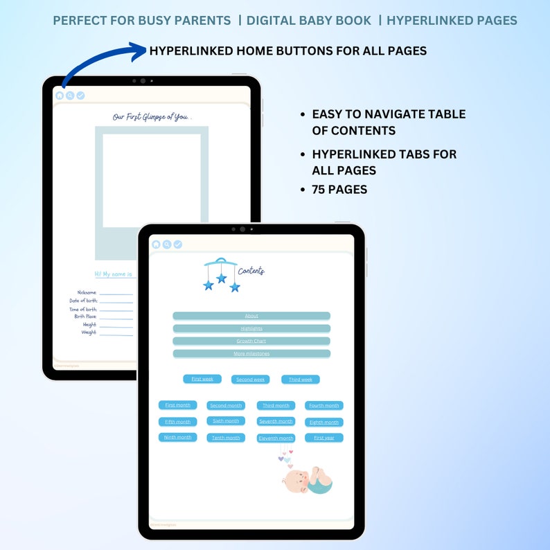 Baby Boy Digital Baby Book Journal, Baby First Year, Baby Memory ...