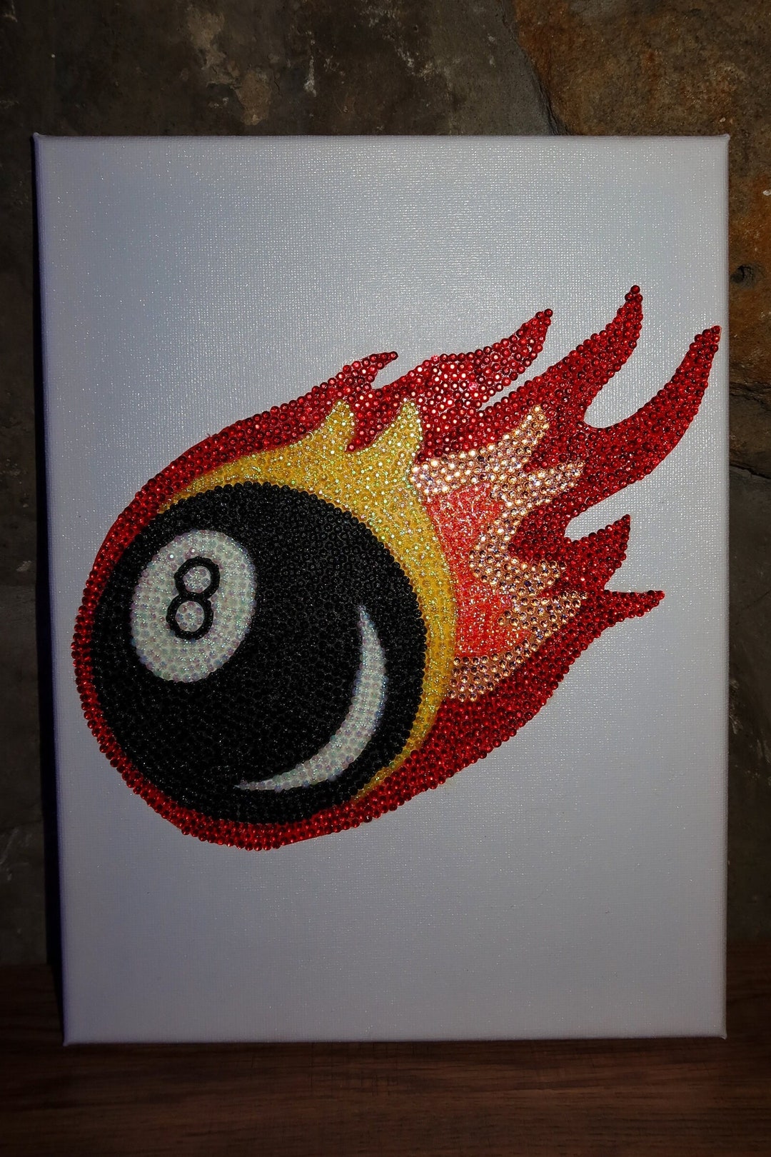 Bedazzled Blazing 8 Ball Wall Decor - Etsy
