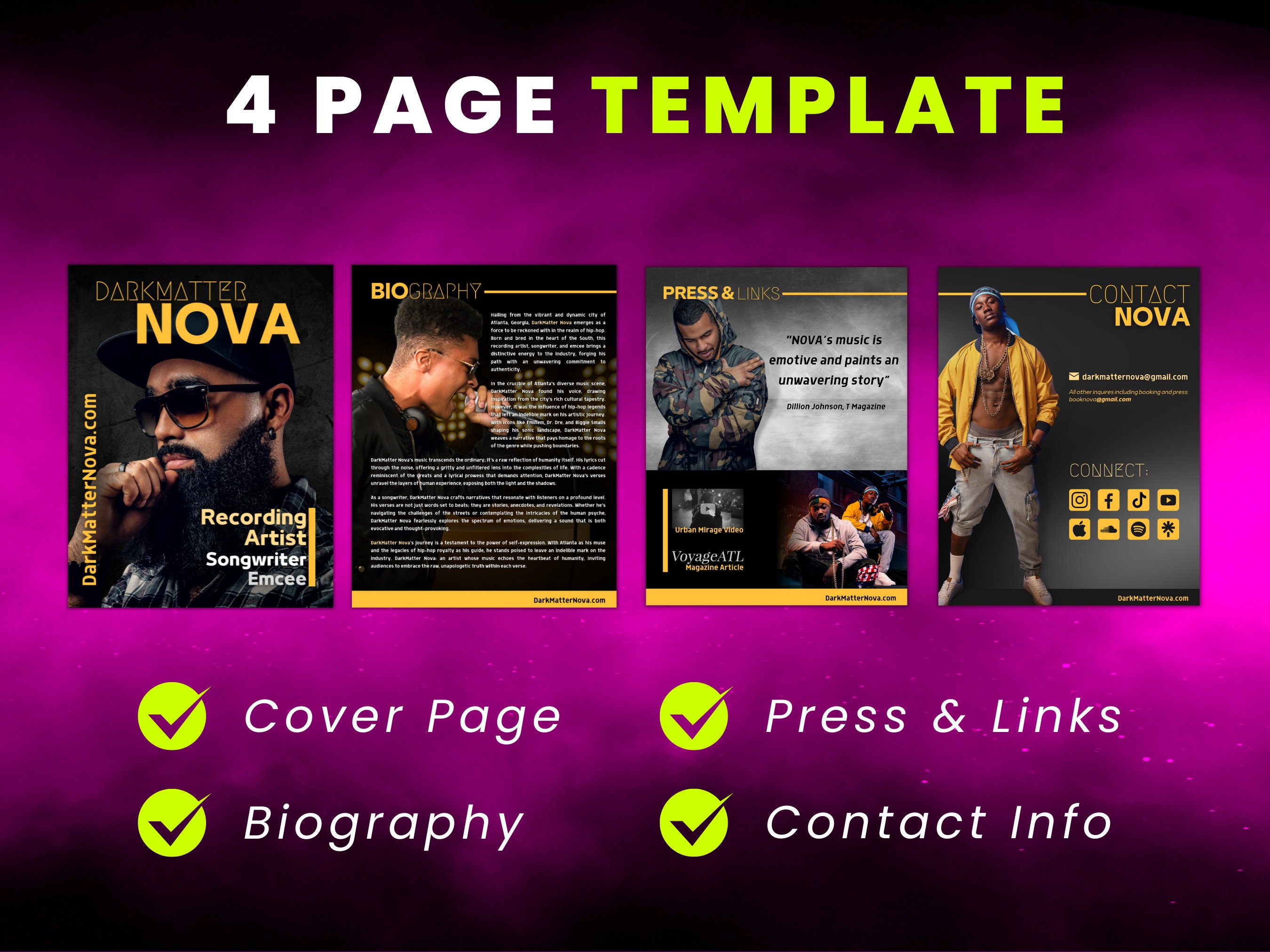 Hip Hop Media Kit, Music EPK, Media Kit Template, Canva Template - Etsy