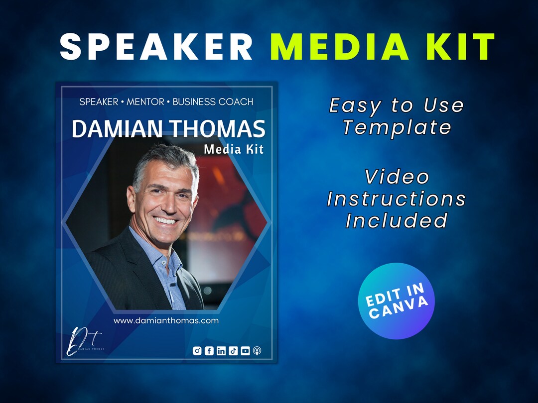 4 Page Media Kit Template for Speakers and Authors, Press Kit for ...