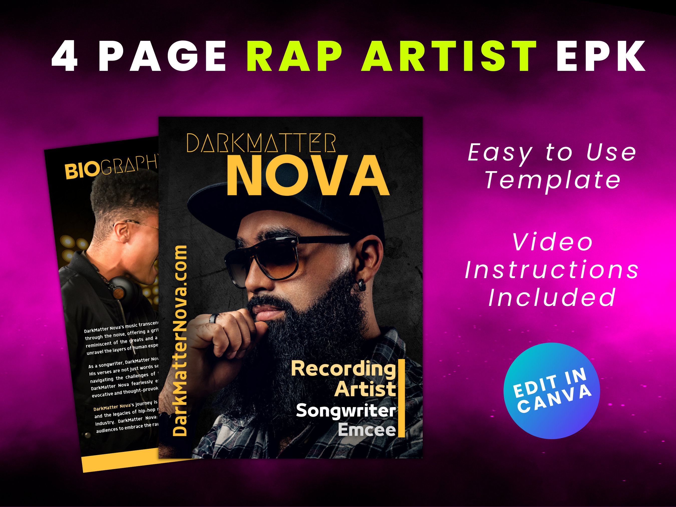 Hip Hop Media Kit, Music EPK, Media Kit Template, Canva Template - Etsy