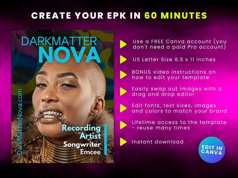Hip Hop Media Kit, Music EPK, Media Kit Template, Canva Template - Etsy