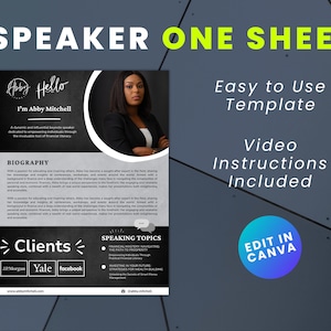 Speaker Sheet and Digital Business Card Bundle Professional Speaker One ...