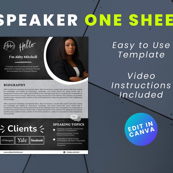 Speaker One Sheet - Etsy
