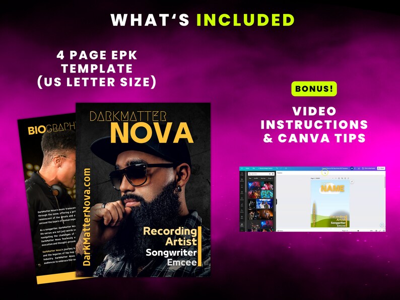 Hip Hop Media Kit, Music EPK, Media Kit Template, Canva Template - Etsy