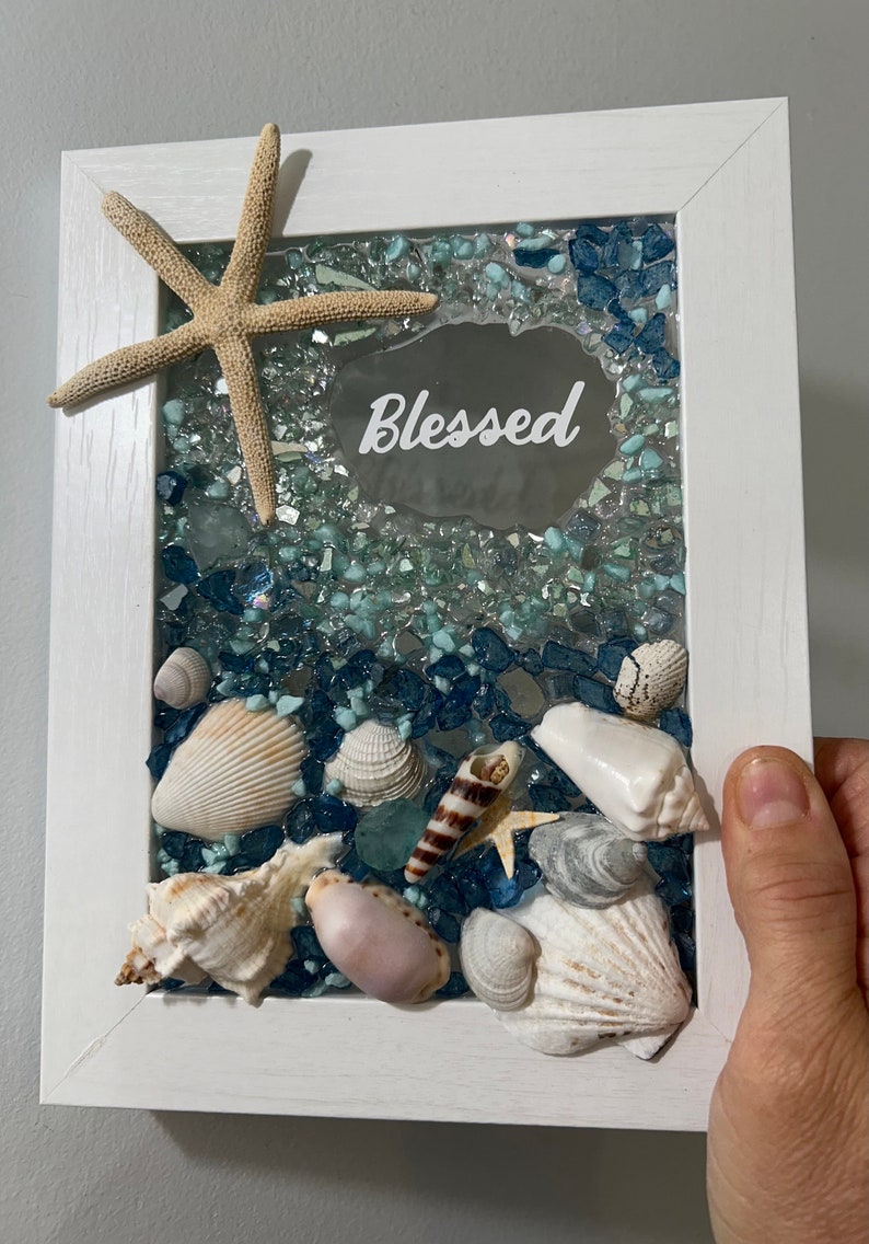 Seashell Resin Art/beach House Decor/blessed Coastal Decor/sea Glass ...