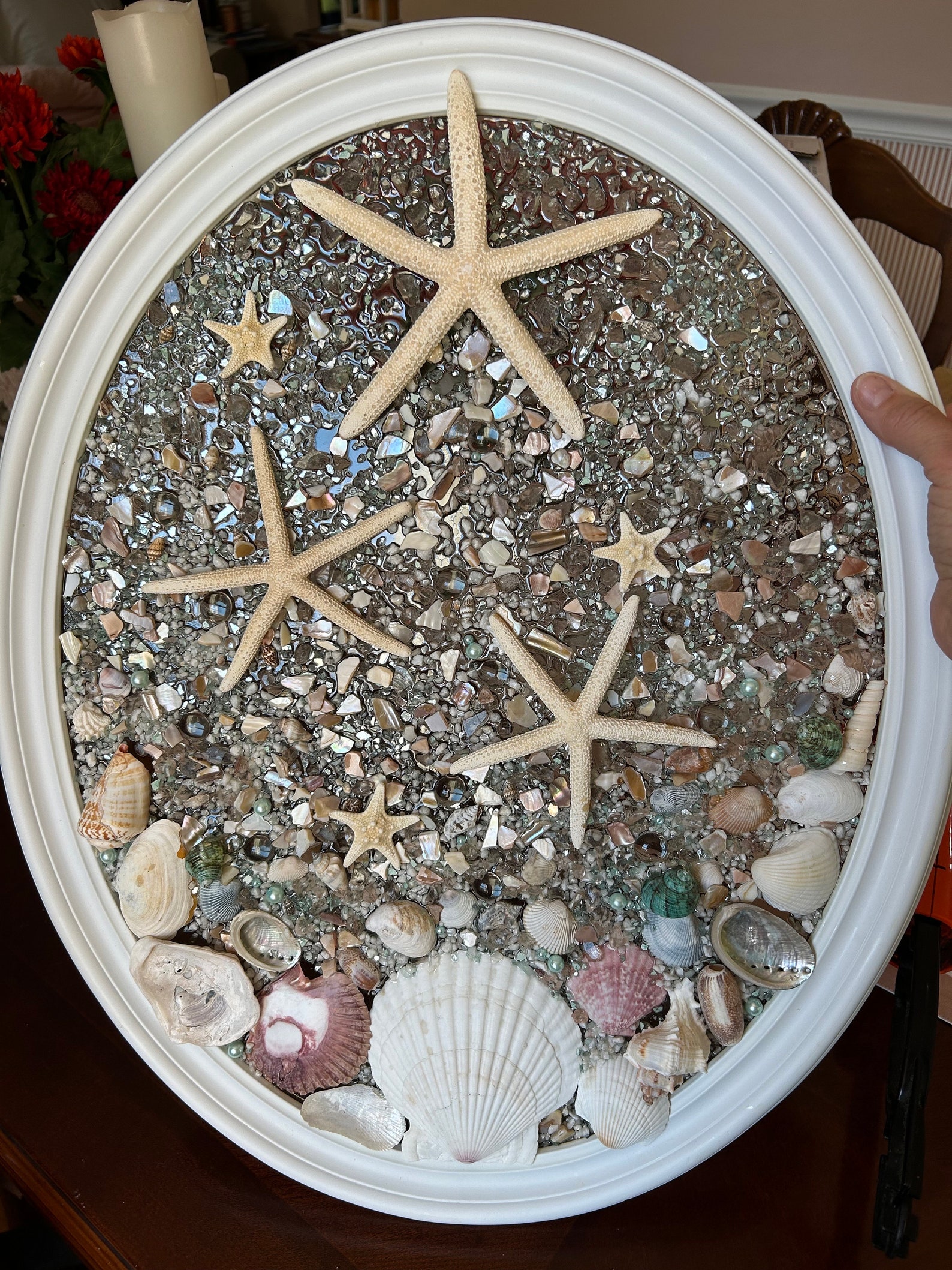 Seashell Resin Art/beach House Decor/coastal Wall Art/starfish Sea ...