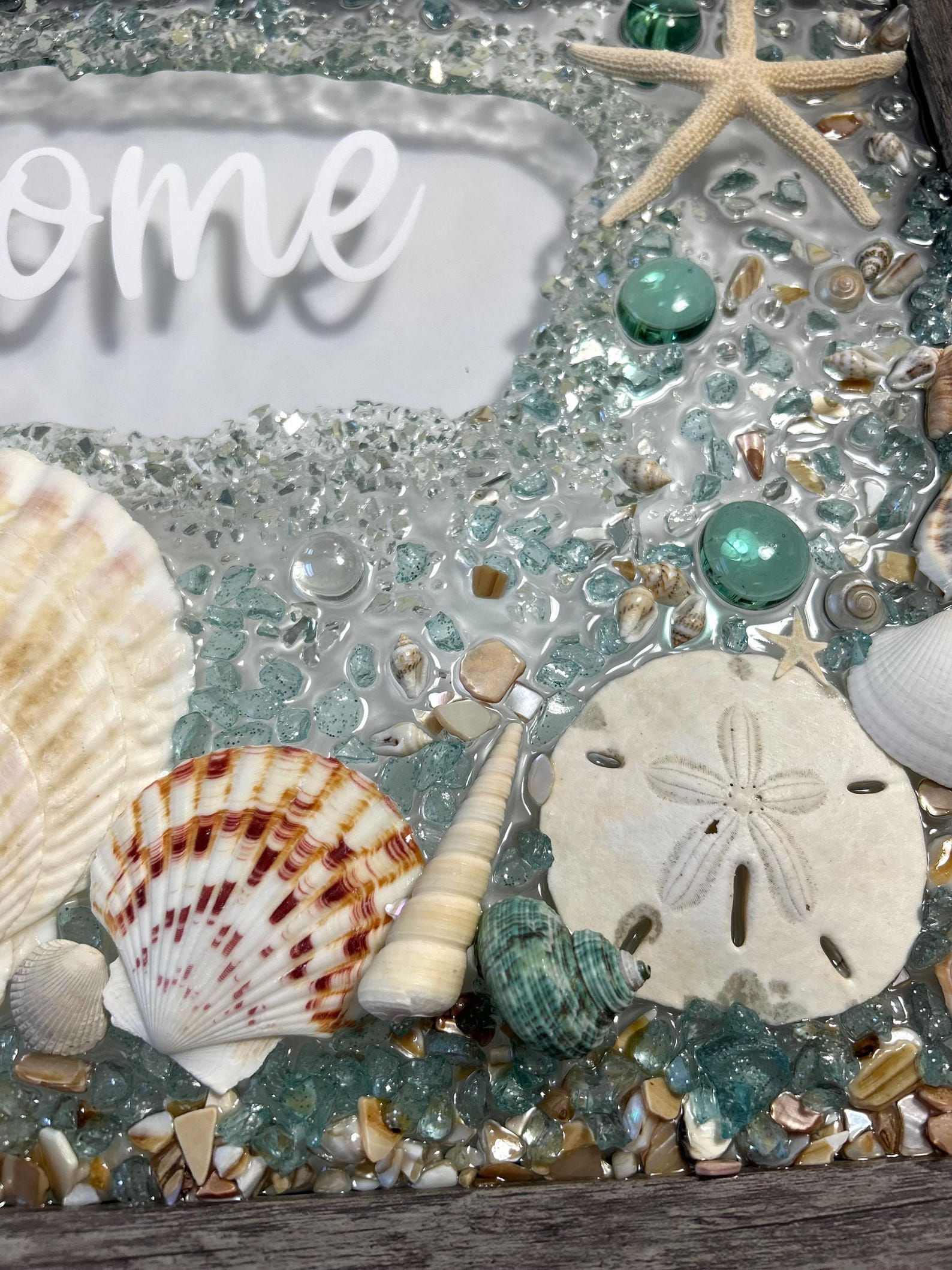 Coastal Welcome Sign/beach House Window Art/seashell Sea Glass Resin ...