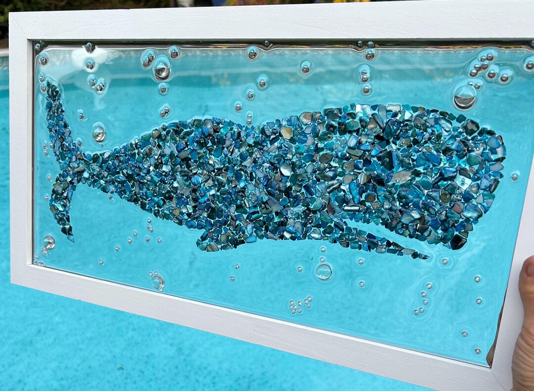 Whale Seashell Sea Glass Resin Art/beach Decor/coastal Wall Art/beach ...