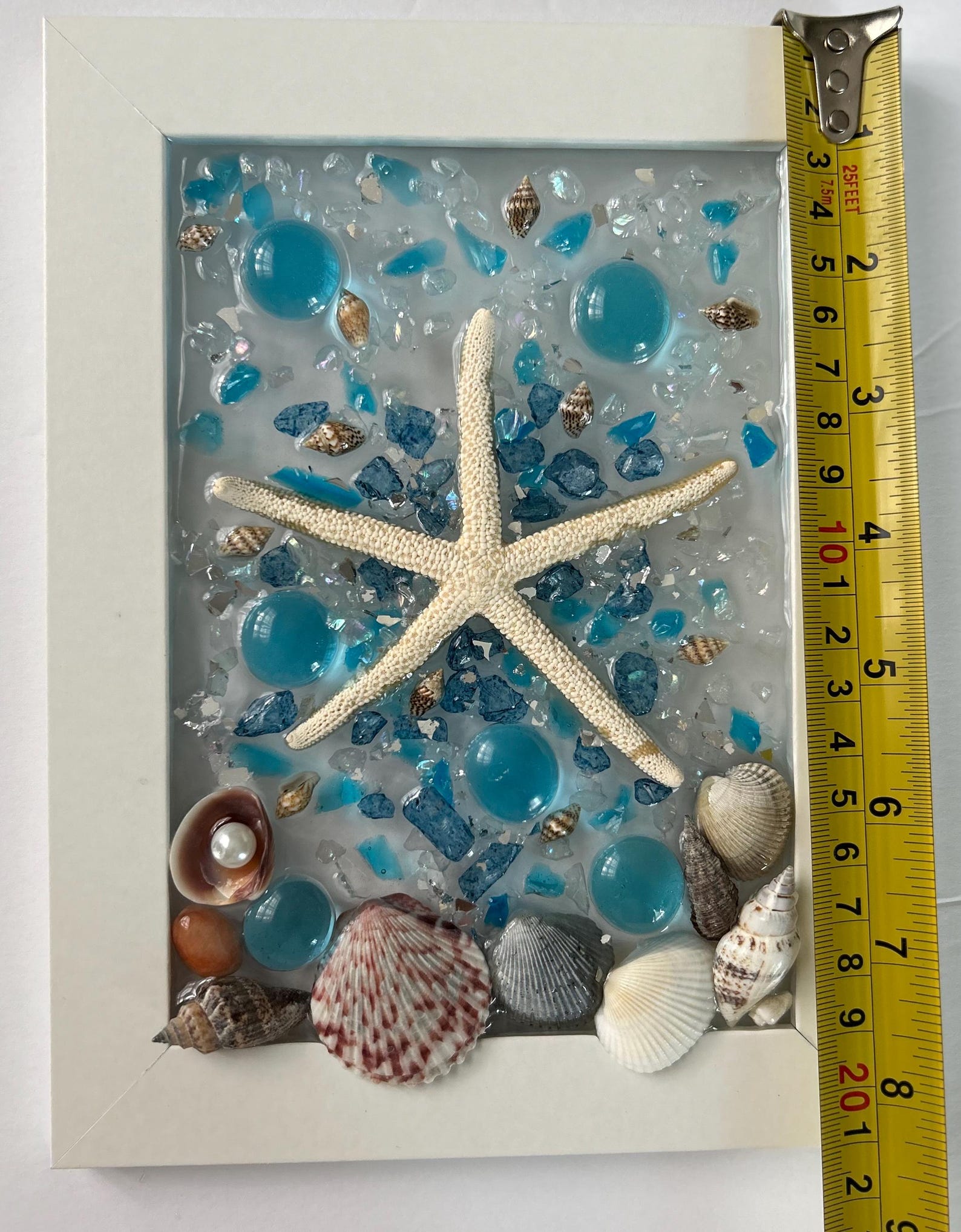 Seashell Sea Glass Resin Coastal Art/nautical Beach House Decor/beach ...