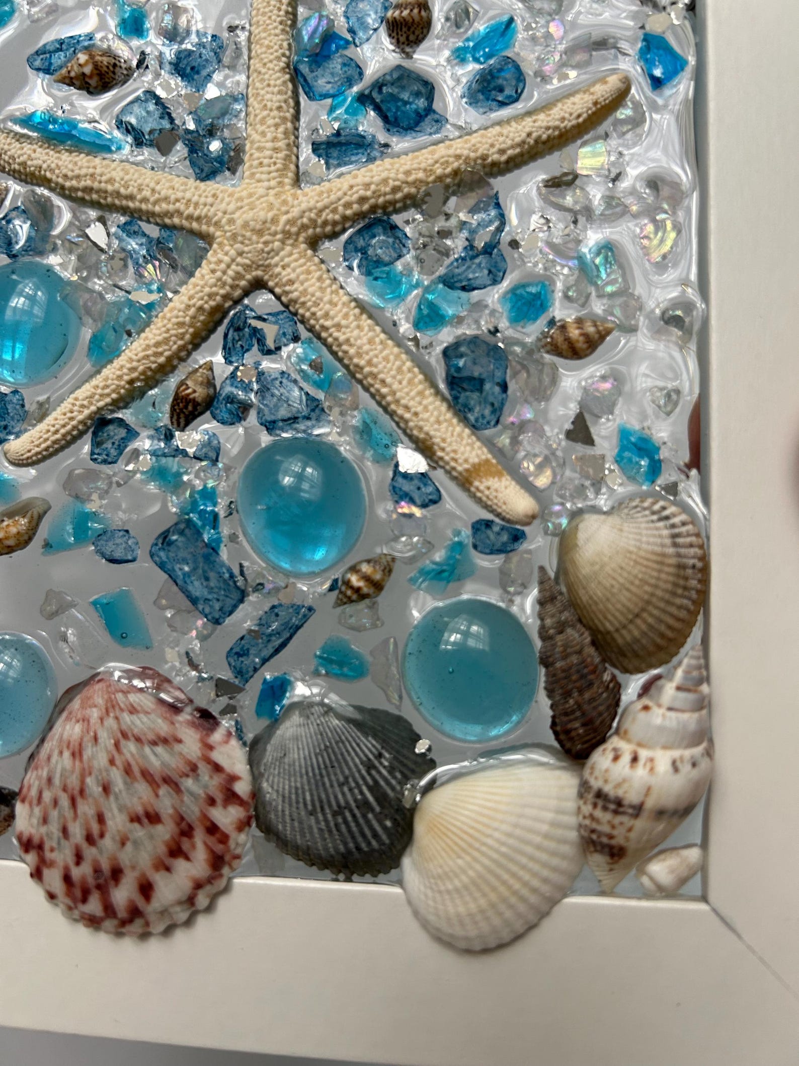 Seashell Sea Glass Resin Coastal Art/nautical Beach House Decor/beach ...