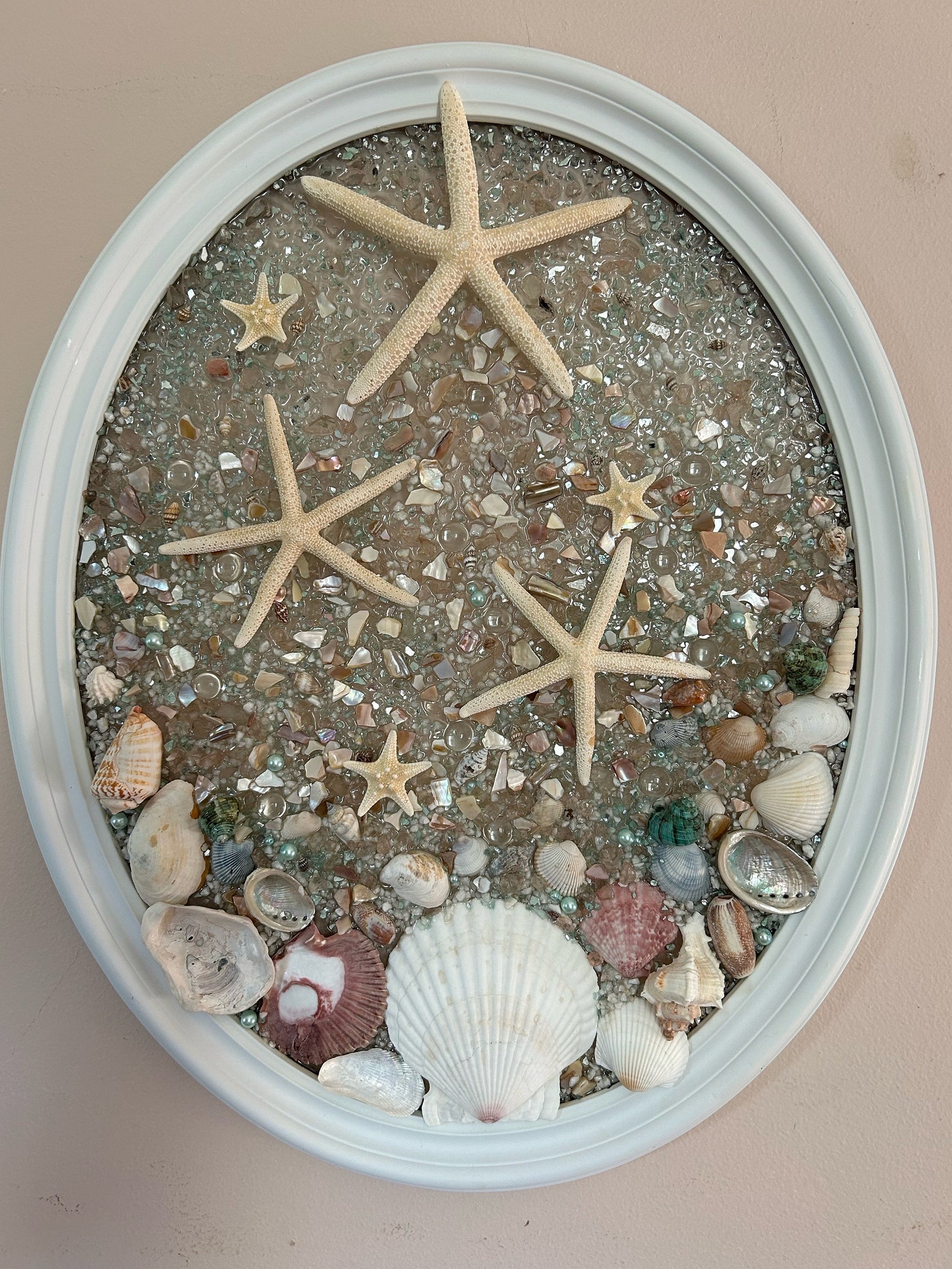 Seashell Resin Art/beach House Decor/coastal Wall Art/starfish Sea ...