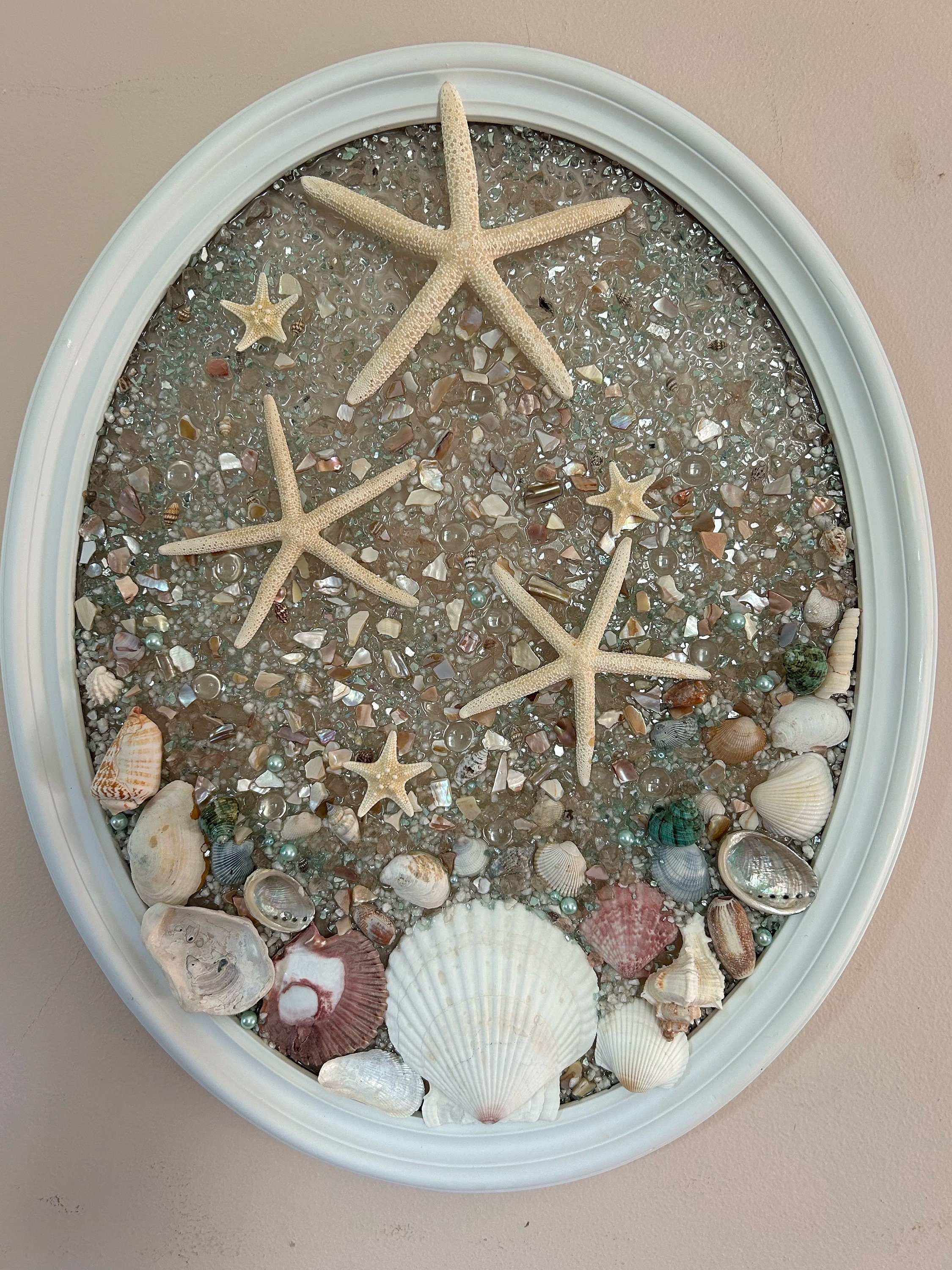 Seashell Resin Art/beach House Decor/coastal Wall Art/starfish Sea ...