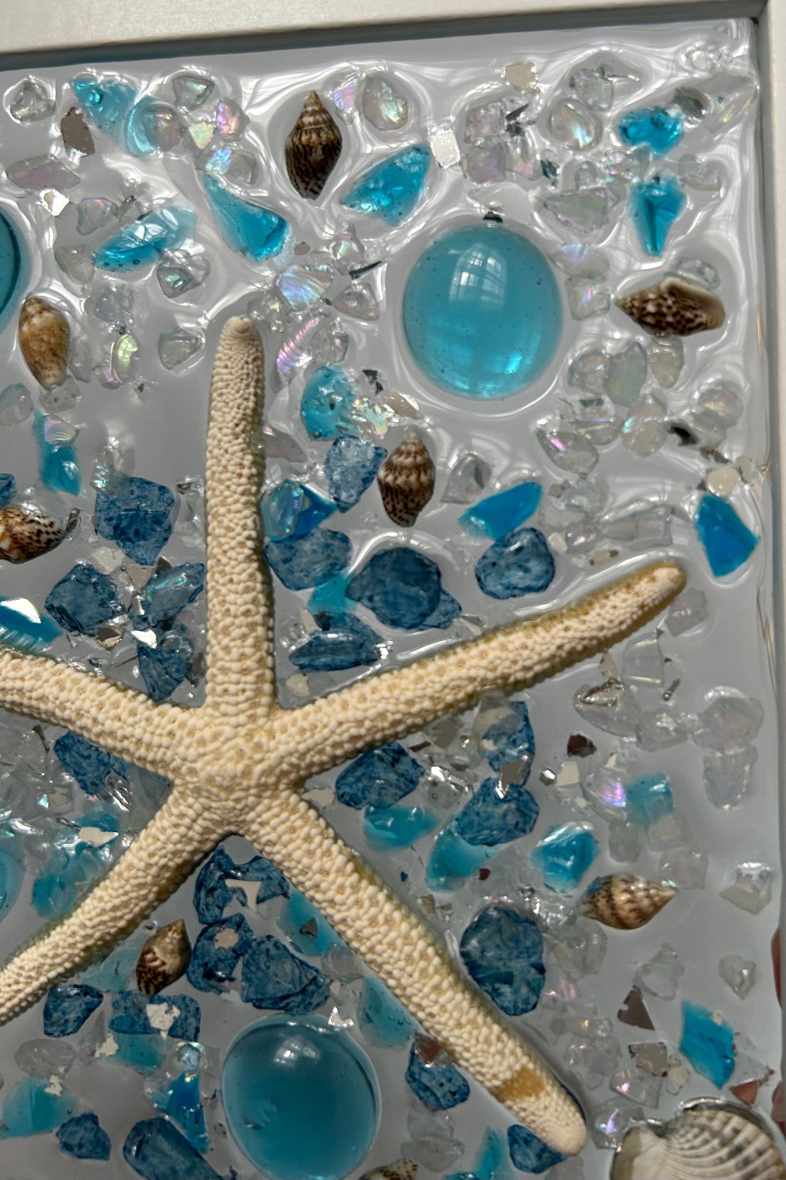 Seashell Sea Glass Resin Coastal Art/nautical Beach House Decor/beach ...