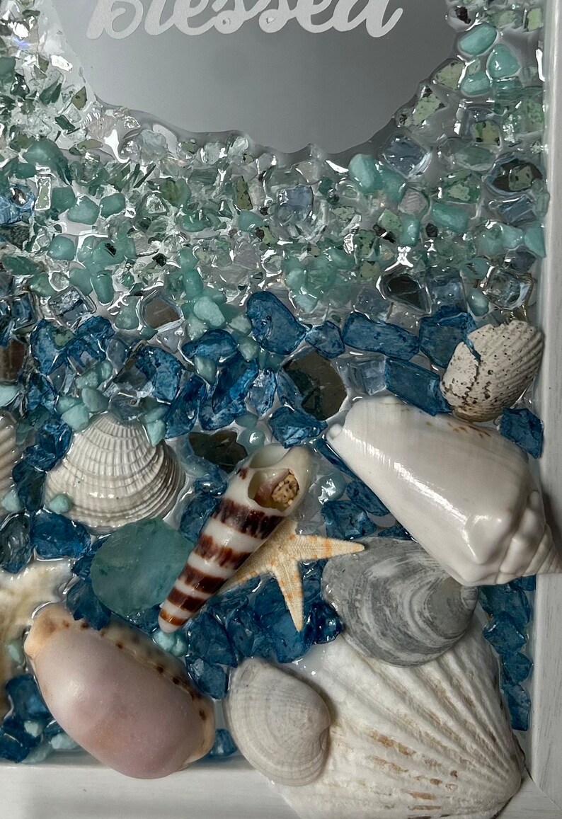 Seashell Resin Art/beach House Decor/blessed Coastal Decor/sea Glass ...