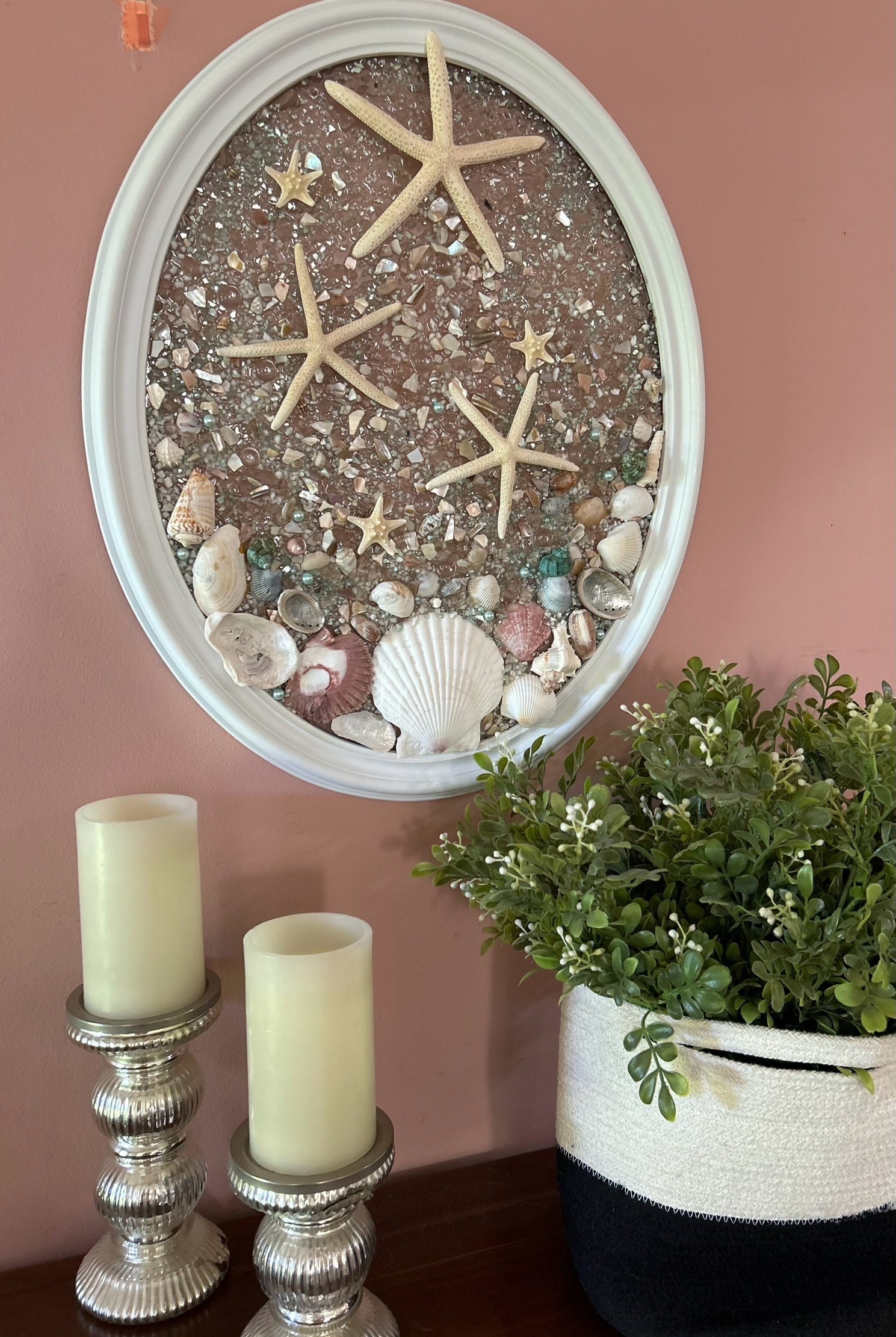 Seashell Resin Art/beach House Decor/coastal Wall Art/starfish Sea ...