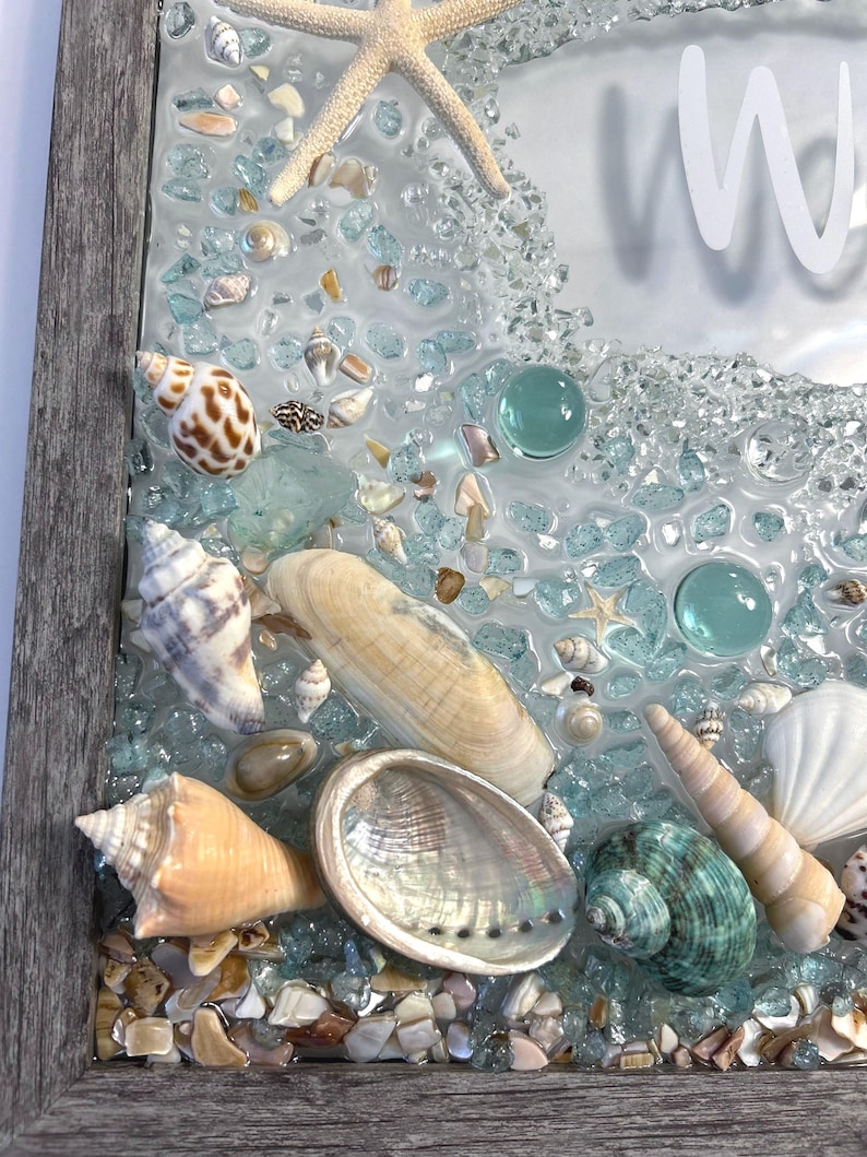 Coastal Welcome Sign/beach House Window Art/seashell Sea Glass Resin ...