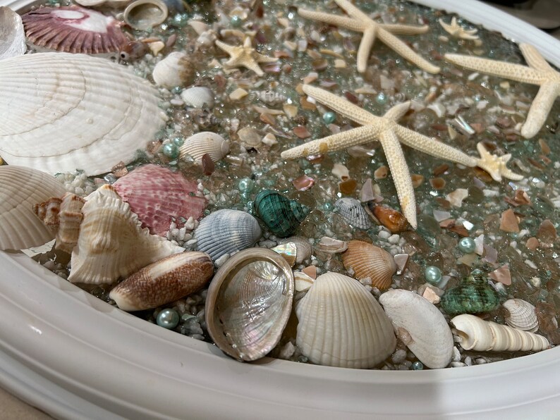 Seashell Resin Art/beach House Decor/coastal Wall Art/starfish Sea ...