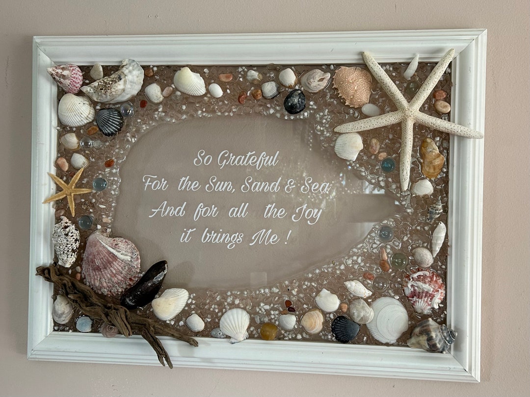 Seashell Resin Art With Inspirstion/coastal Window Art/beach House ...