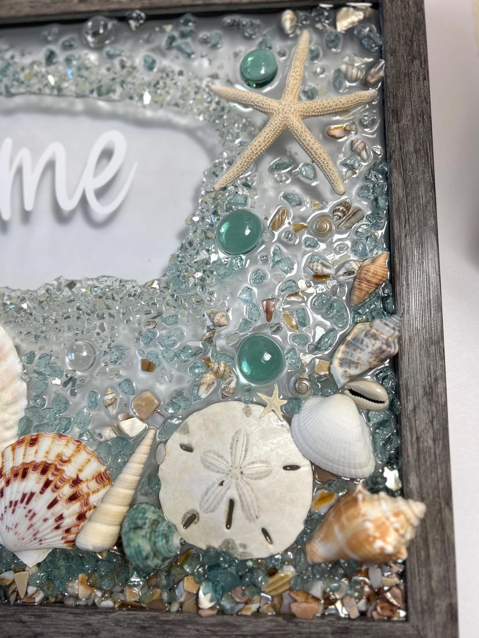Coastal Welcome Sign/beach House Window Art/seashell Sea Glass Resin ...