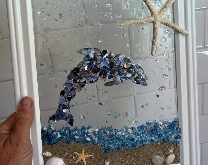 Dolphin Seashell Sea Glass Resin Beach House Decor Wall Art ...