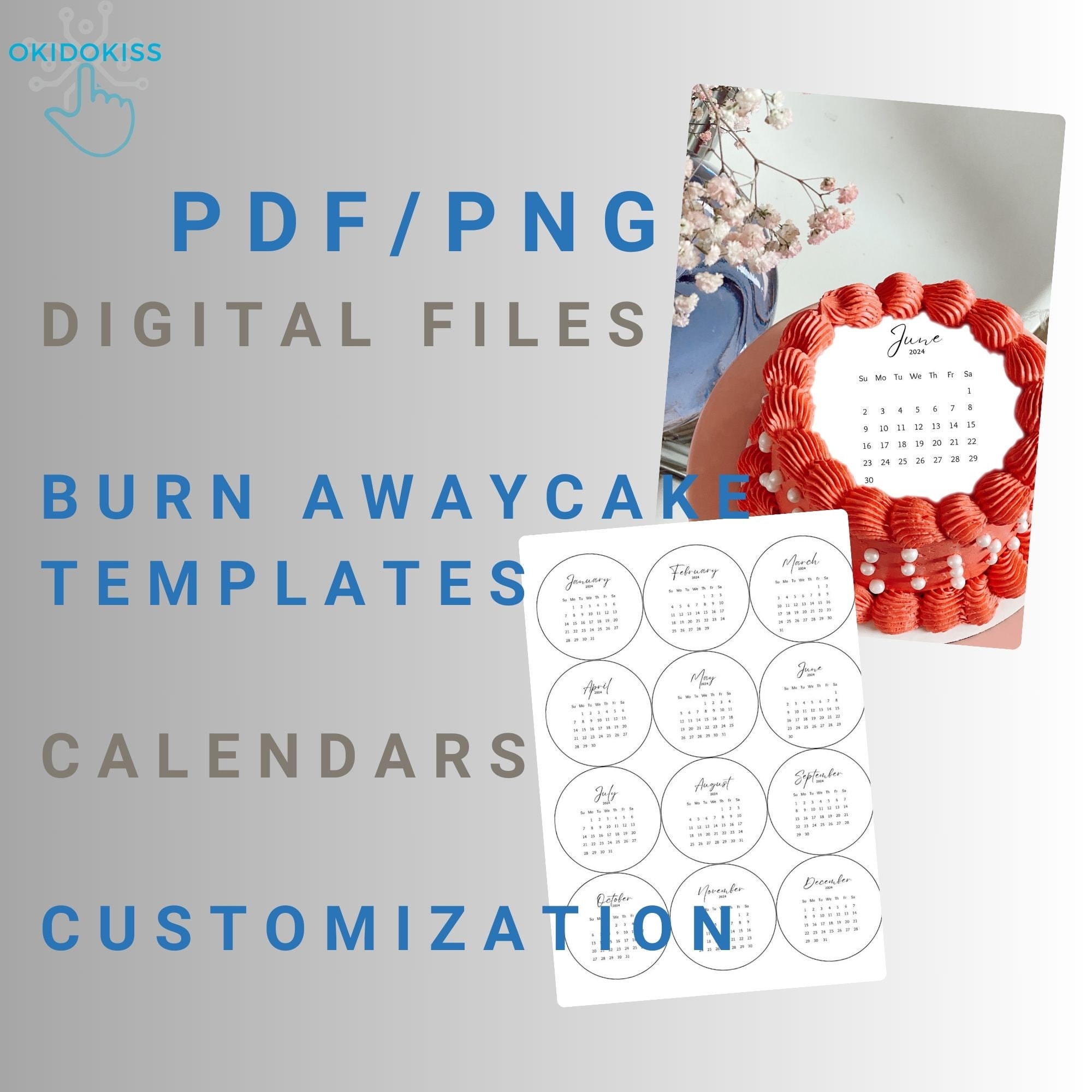 Round Cake Topper Template. Burnaway Cake Template. Calendar 2024 ...