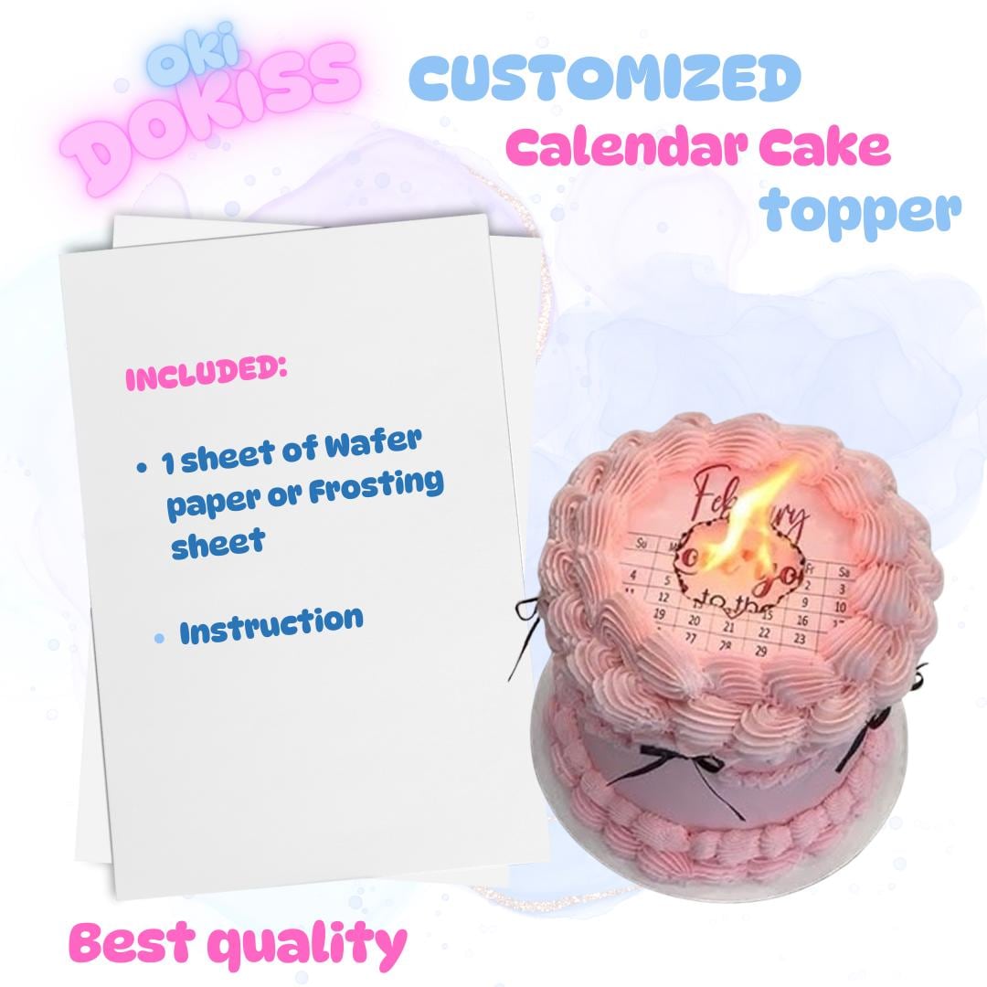 Custom Calendar Cake Topper: Wafer Paper or Frosting Sheet Available - Etsy
