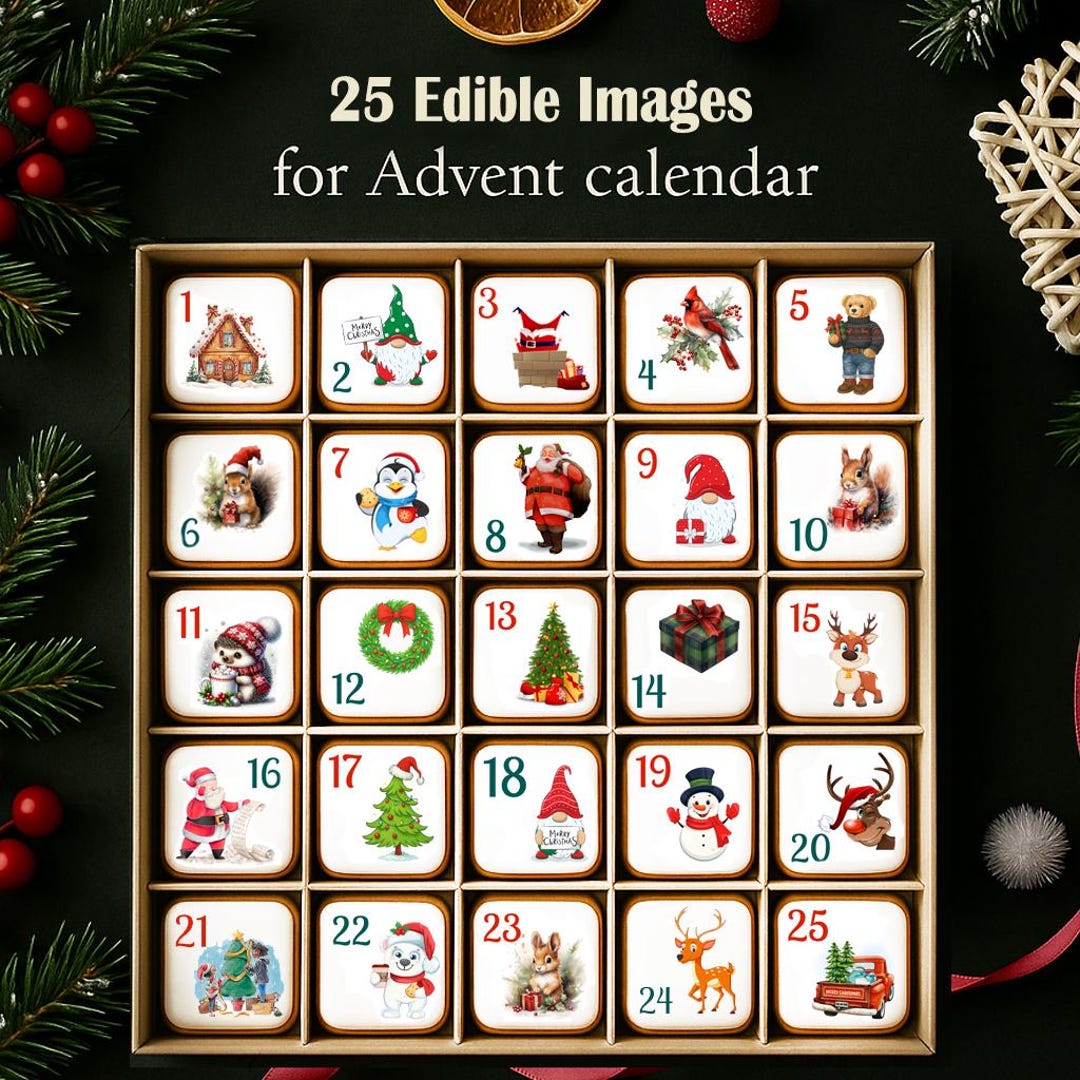 Advent Calendar Edible Images for Cookies: Wafer Paper, Icing Sheets ...