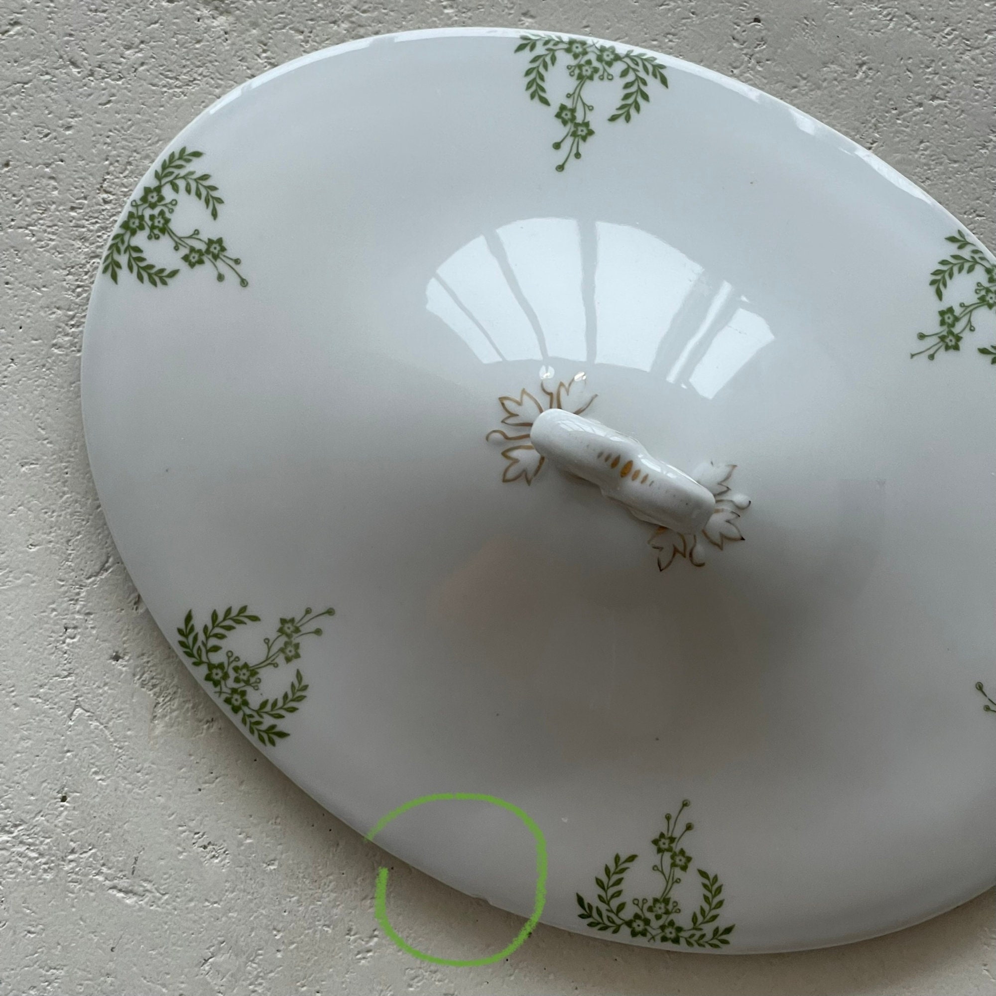 Vintage Porcelain Dinnerware Vegetable Dish Austria Hub China Green ...