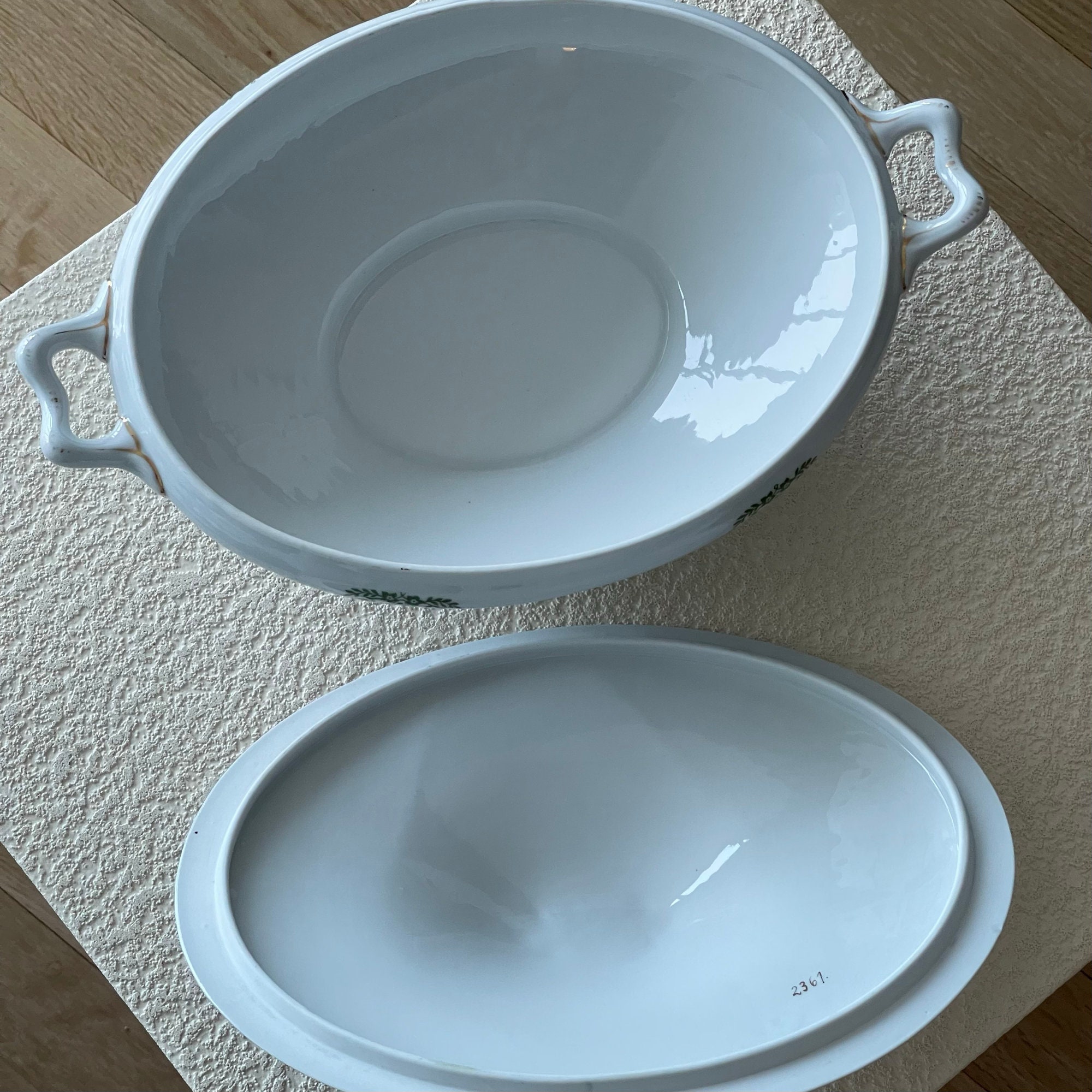 Vintage Porcelain Dinnerware Vegetable Dish Austria Hub China Green ...