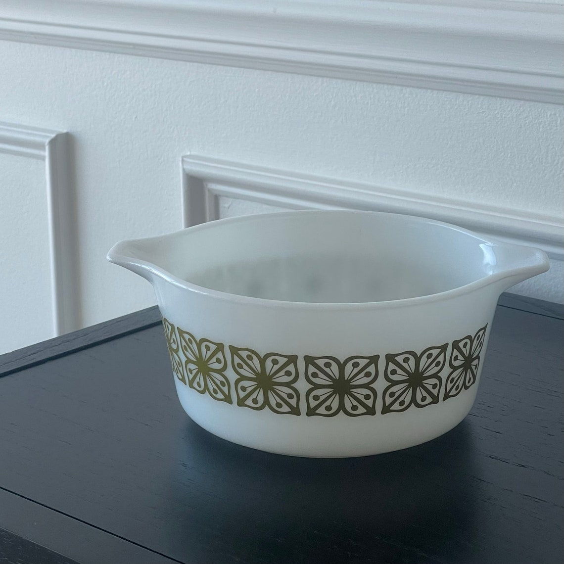 Pyrex Casserole Dish Vintage Autumn Floral verde Pattern Pyrex Green ...