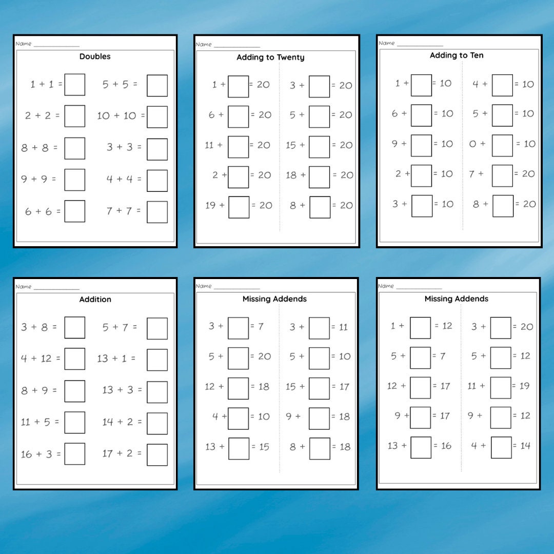 Math - Addition & Subtraction Within 20 - Etsy