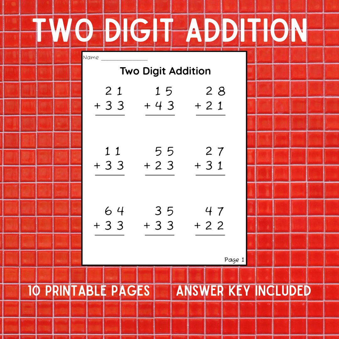 Math - Two Digit Addition - Etsy
