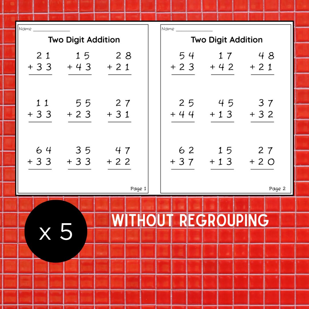 Math - Two Digit Addition - Etsy