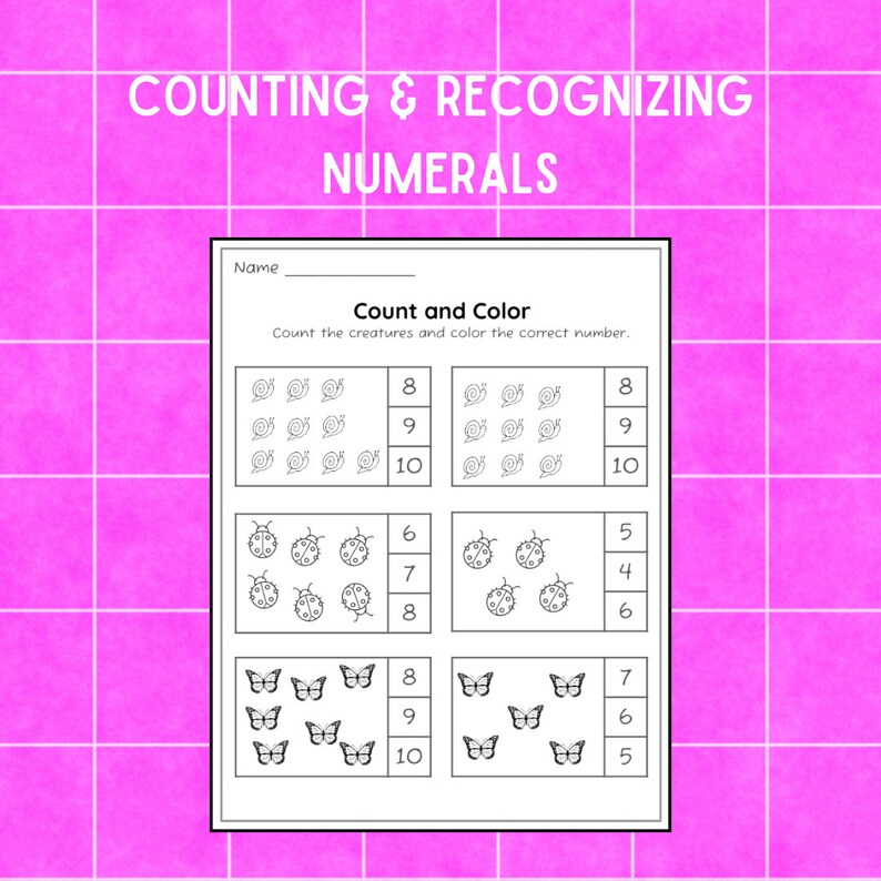 Math - Counting to Ten Worksheets - Printable - Pre K - Kindergarten - Etsy