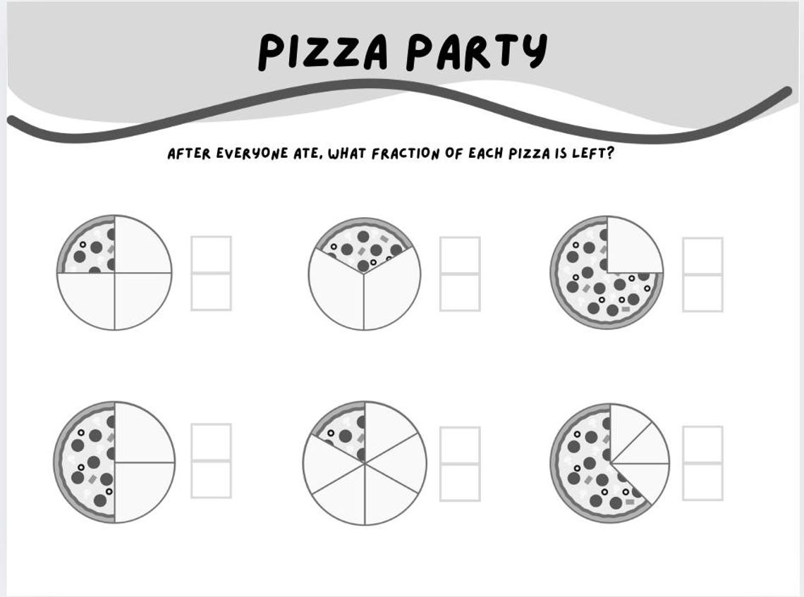 MATH PIZZA PARTY Fractions - Etsy