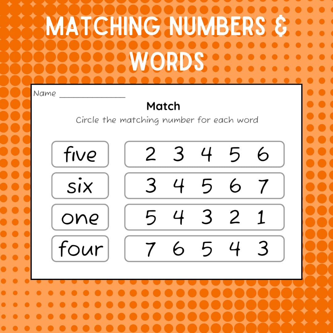 Math - Matching Numbers Worksheets - 1 to 10 - Printable - Etsy