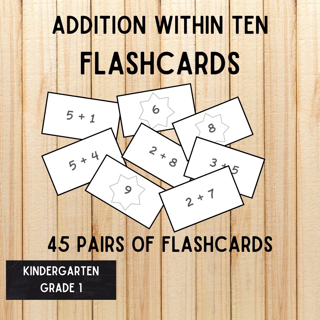 Math - Addition Flashcards - Adding Within Ten - Etsy