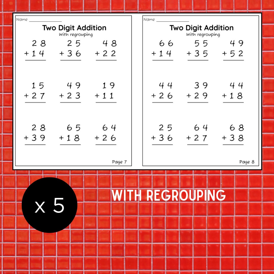 Math - Two Digit Addition - Etsy