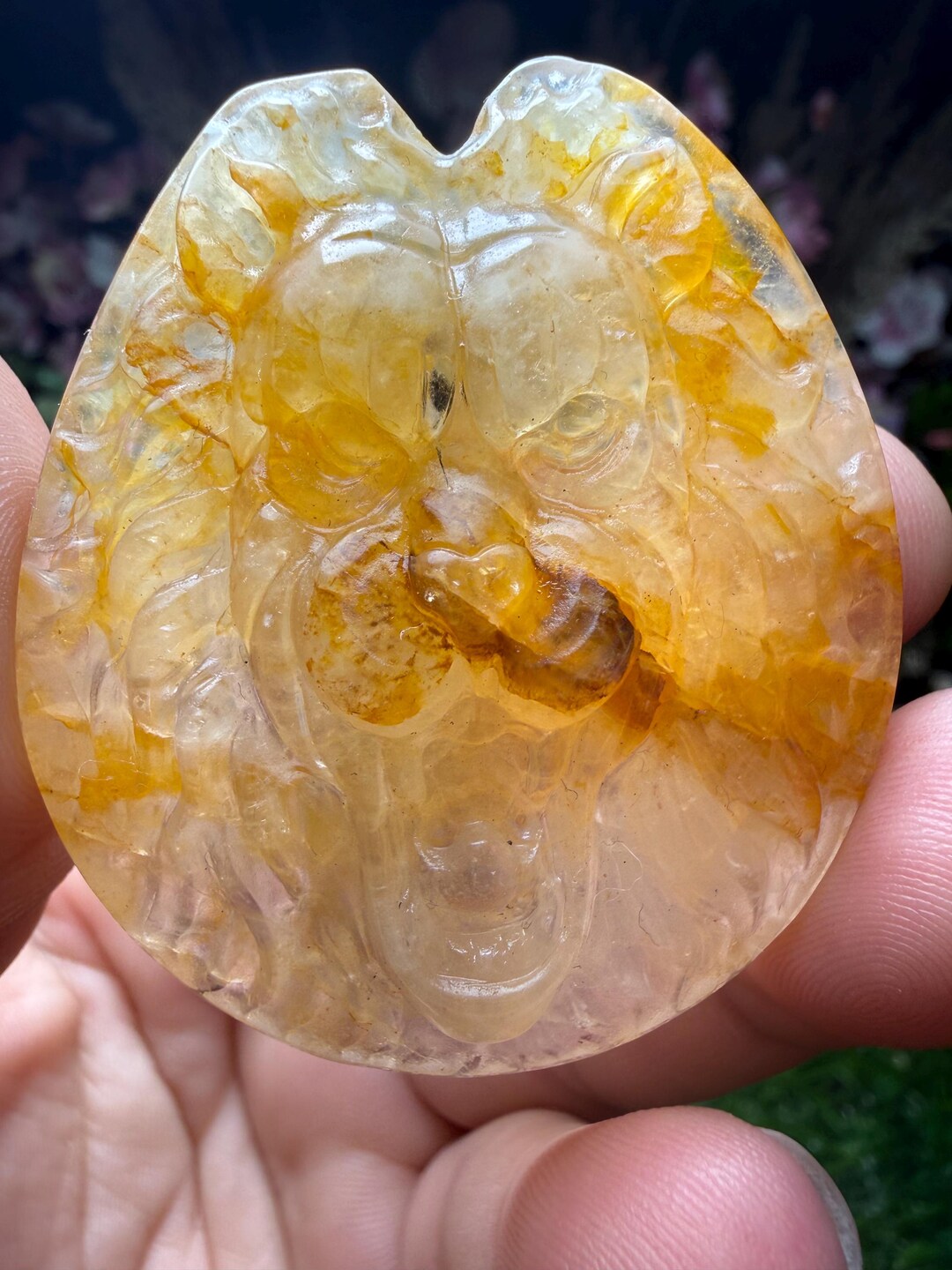 Golden Healer Lion Head Cabochon Carving - Polished Natural Stone ...